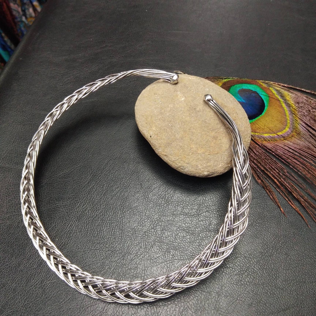 Braided Torque Choker Viking Choker Silver Color Tribal - Etsy