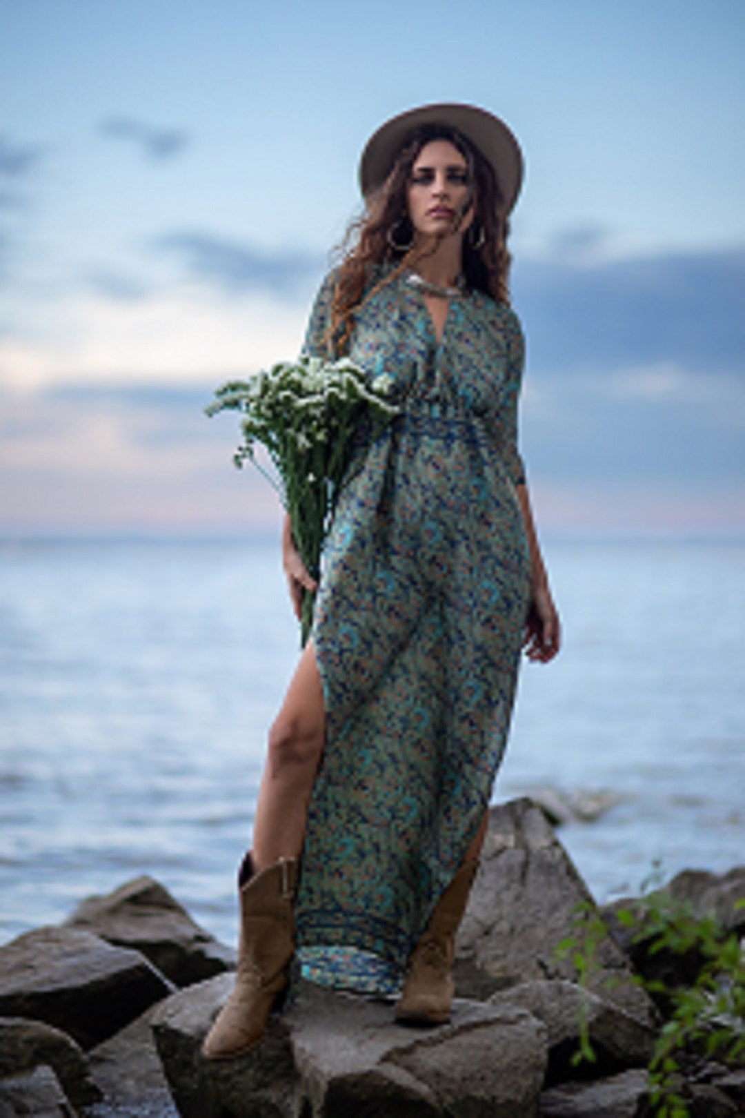 Sexy Back Summer Bohemian Long Dress || Floral Side Slit Dress || Low ...