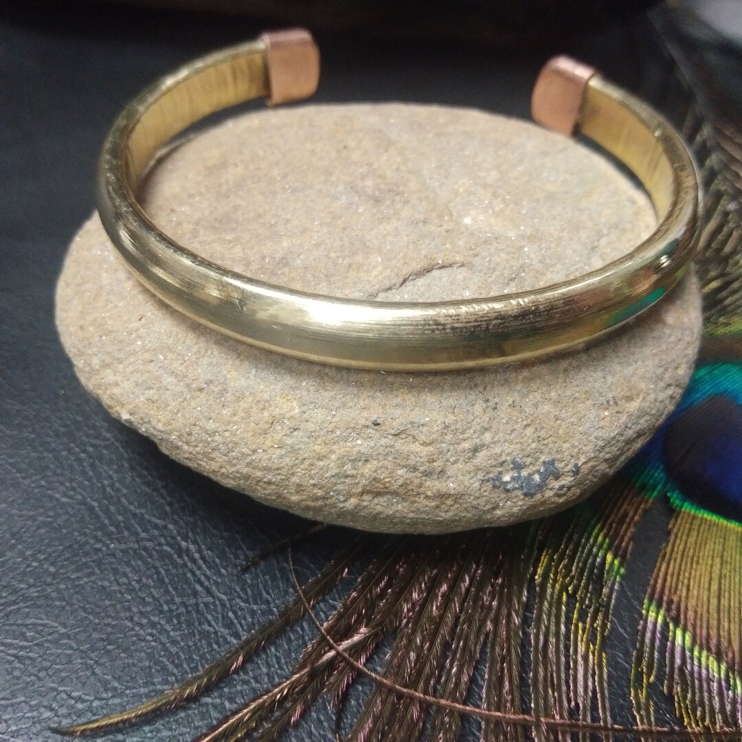 Sober Rounded Men's Brass and Copper Cuff || Smooth Minimalist Unisex ...
