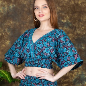 Bohemian Chic Cropped Top || Flared Sleeves Crop Top || Floral Print ...
