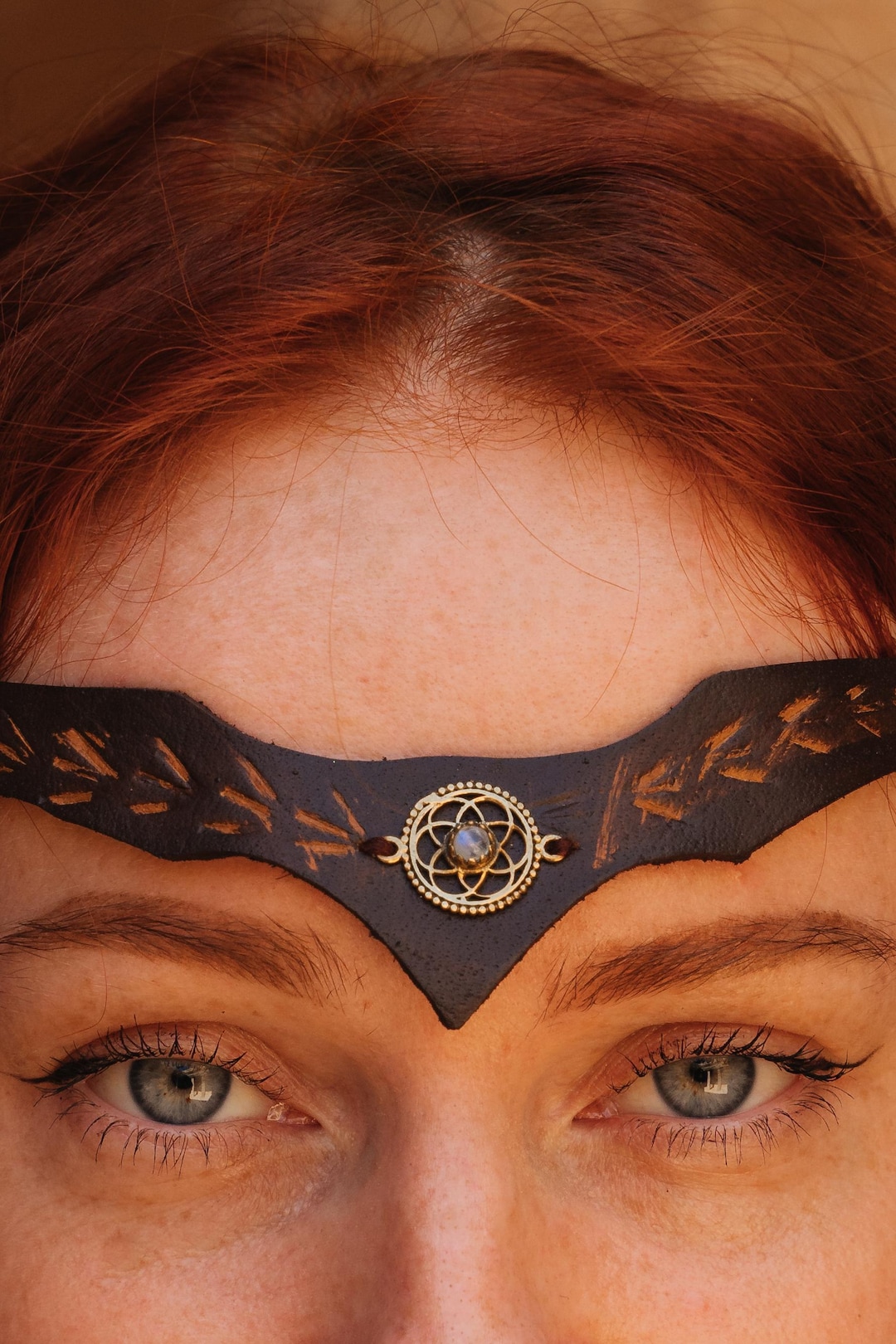 Leather Viking Gemstone Tiara Adorn With Spiritual Sign, Celtic ...