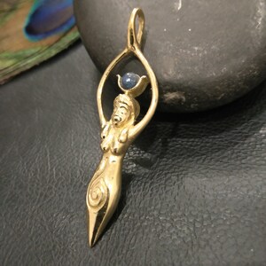 Mother Goddess Brass Pendant | Fertility Amulet With Cabochon Stone - Etsy
