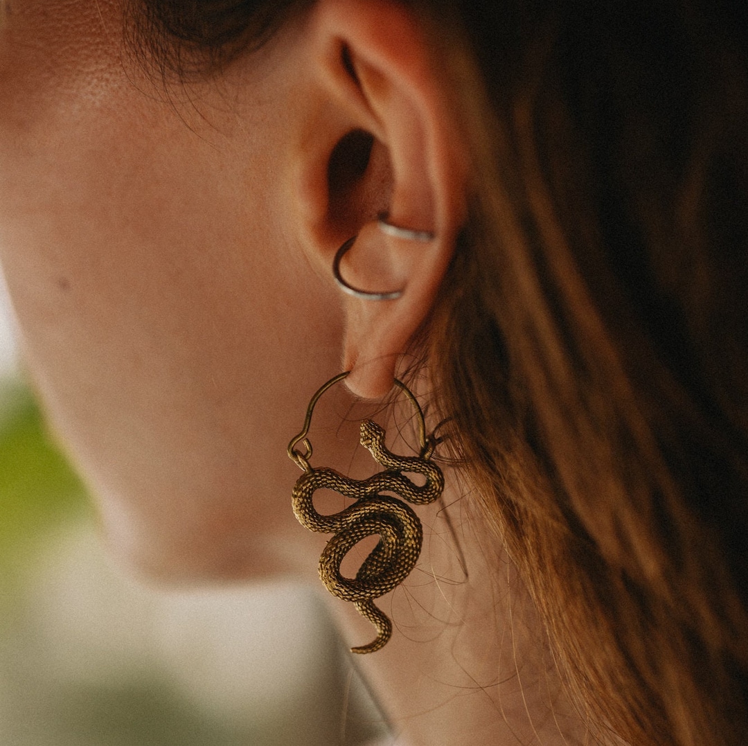 Viking Snake Hoop Earrings || Norse Mythology Tribal Earrings || Snake ...