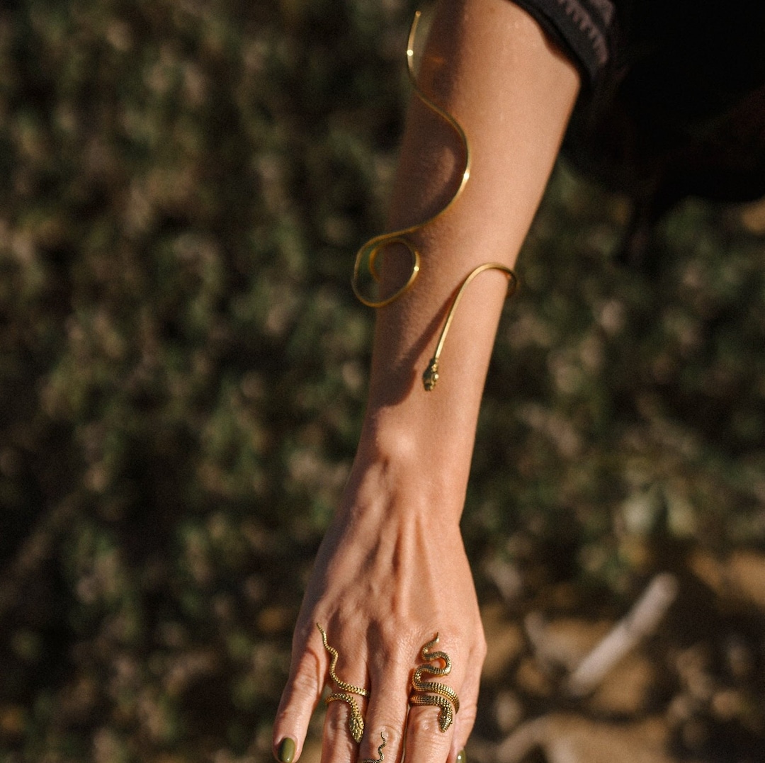 One of a Kind Snake Brass Adjustable Bracelet || Golden Armband ...