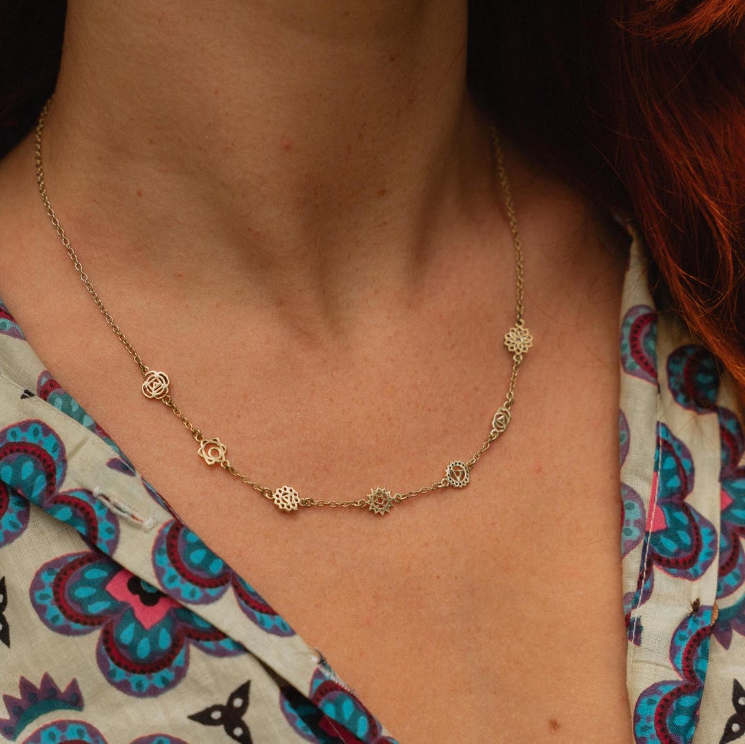 7 Chakras Necklace || Holistic Symbols Necklace || Wellness Necklace ...
