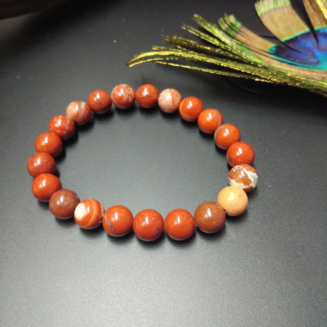 Red Jasper Bracelet Lithotherapy Vitality and Dynamism 8mm Beads Root Chakra Bracelet - Etsy