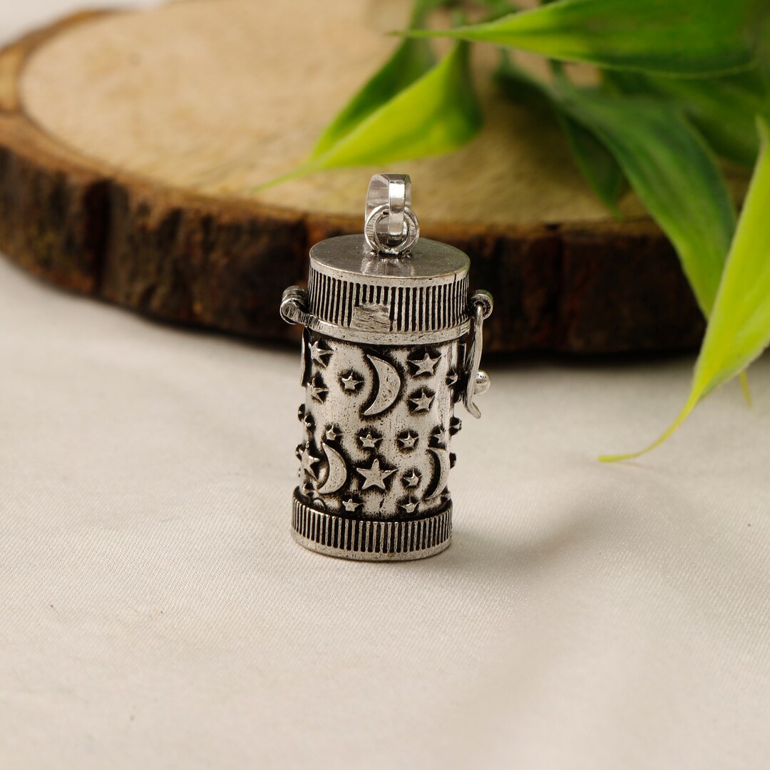 Amulet Box Pendant With Celestial Motifs || Cylindrical Talisman ...