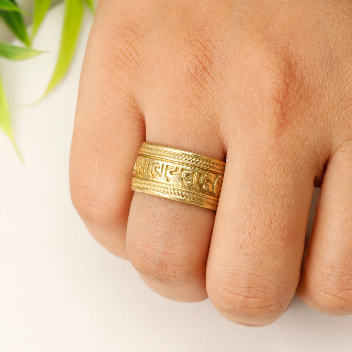 Adjustable Brass Sanskrit Inscription Ring | Unisex Bohemian Jewelry - Etsy