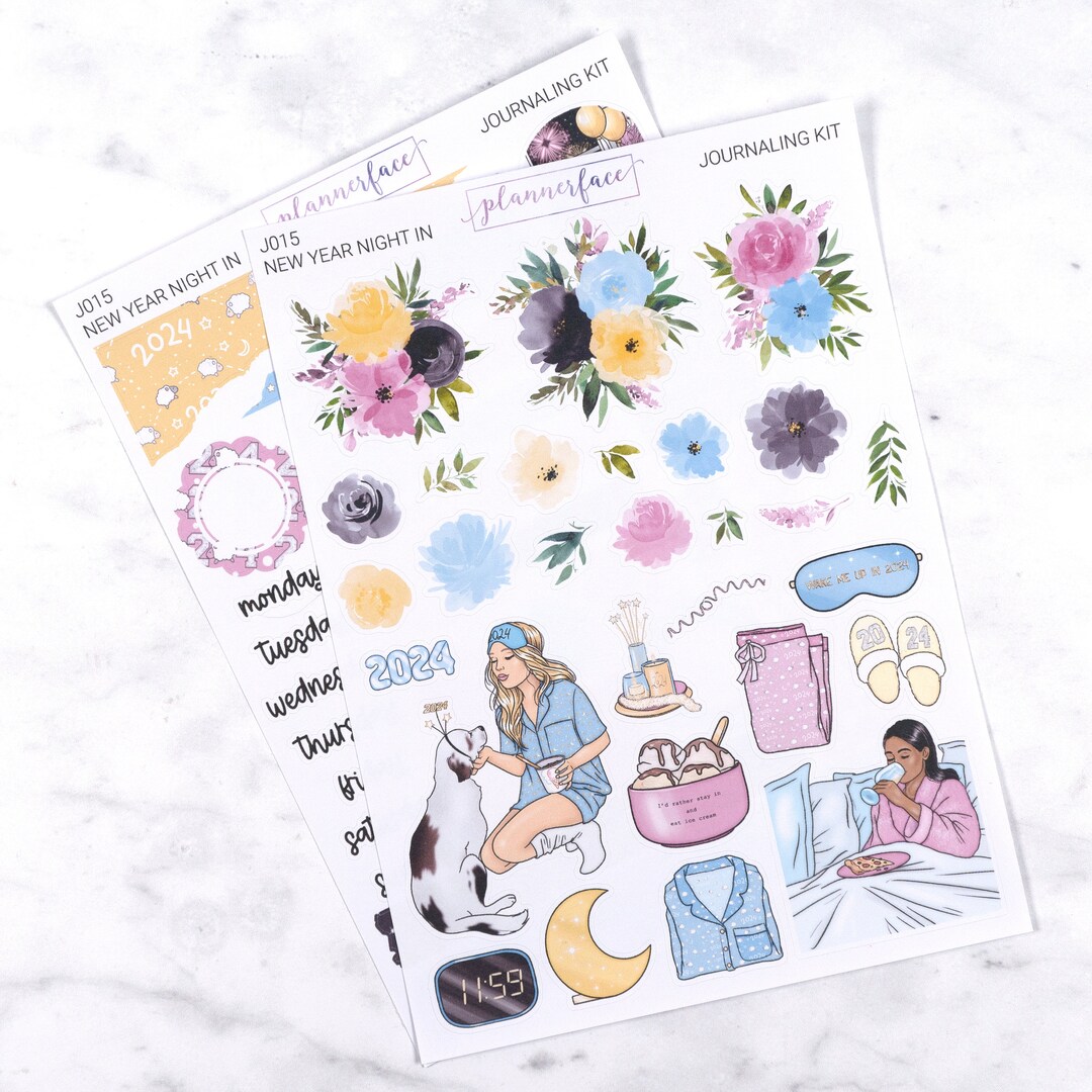New Year Night in Journaling Sticker Kit for Planning - Etsy