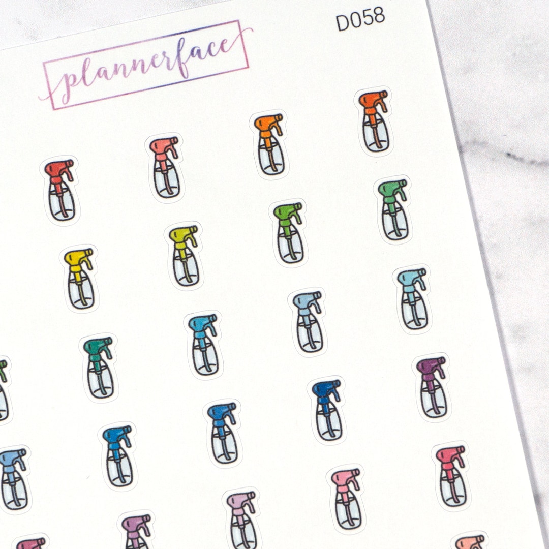 Spray Bottle Planner Stickers | Cleaning, Chore Doodles Mini Doodle ...