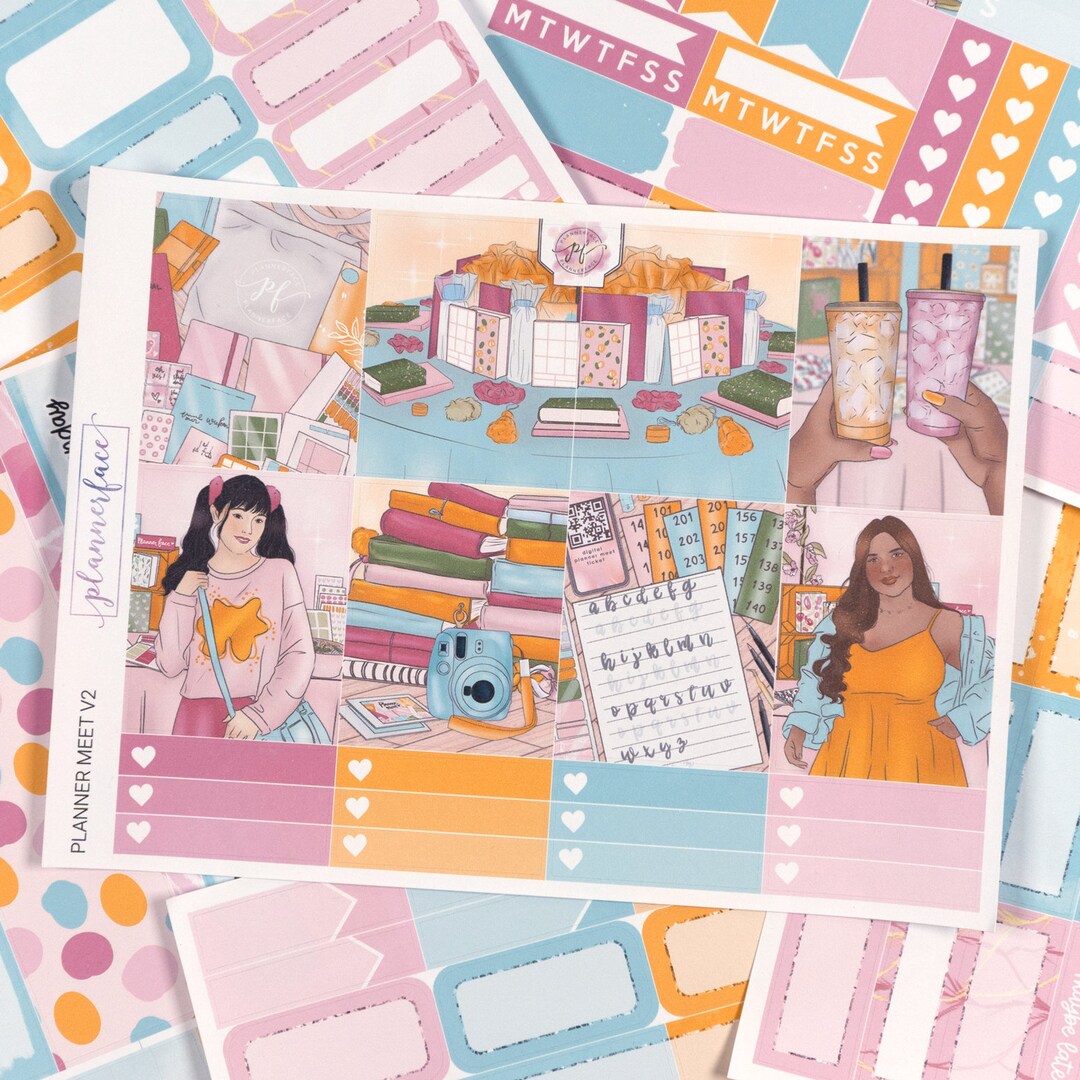 Planner Meet V2 Cute Planner Sticker Weekly Kit for 1.5 Inch Vertical ...