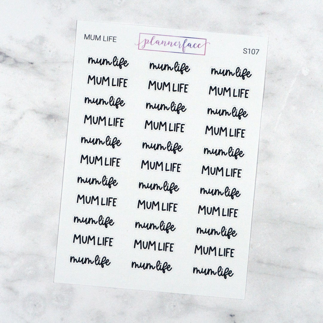 Mum Life Scripts Lettering Planner Stickers, Planning Scripts, Mixed ...
