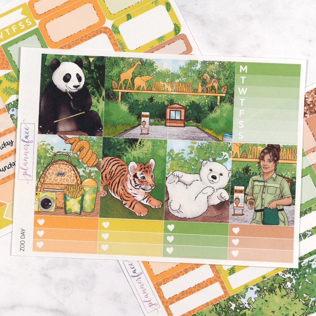 Zoo Day Mini Planner Sticker Kit for Vertical Planning 3 - Etsy
