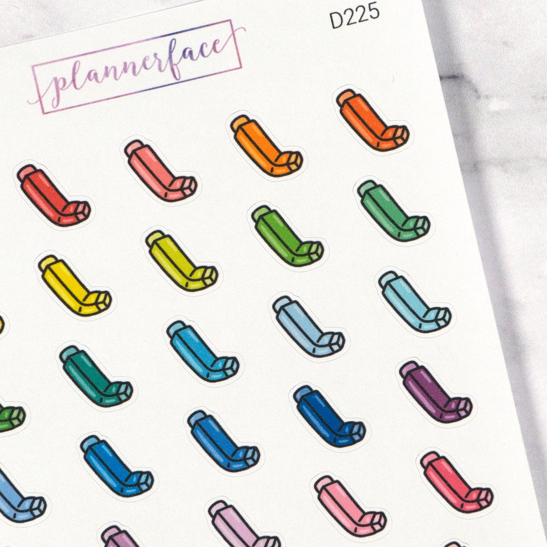 Inhaler Planner Stickers | Asthma Mini Doodle Icons (35 Stickers per ...