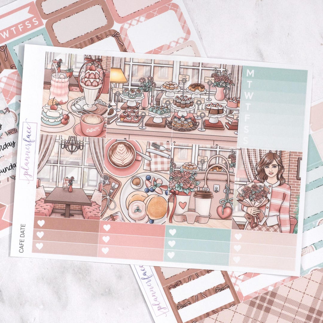 Cafe Date Mini Weekly Kit | Stickers for Vertical Planners, 4+ Page ...