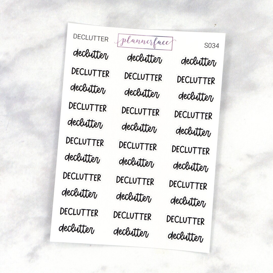 Declutter Scripts Lettering Planner Stickers, Planning Scripts, Mixed ...