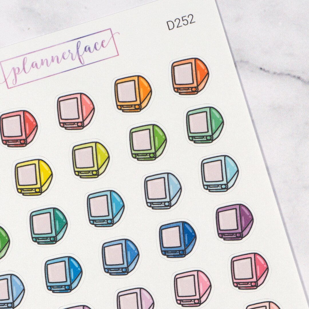 Computer Planner Stickers | Work, Study Mini Doodle Icons (35 Stickers ...