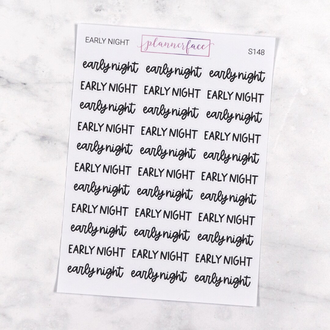 Early Night Scripts Lettering Planner Stickers Planning - Etsy