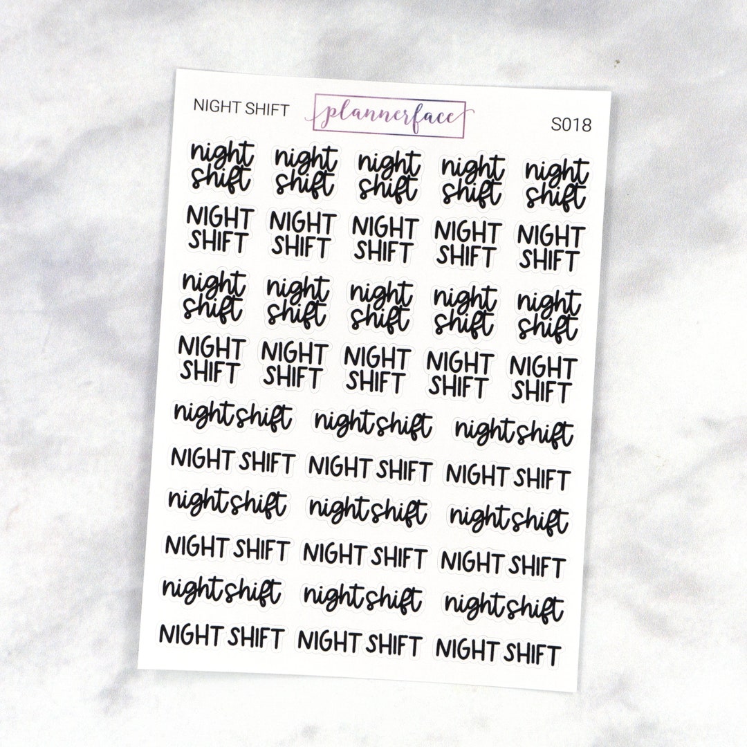 Night Shift Scripts Lettering Planner Stickers, Planning Scripts, Mixed ...