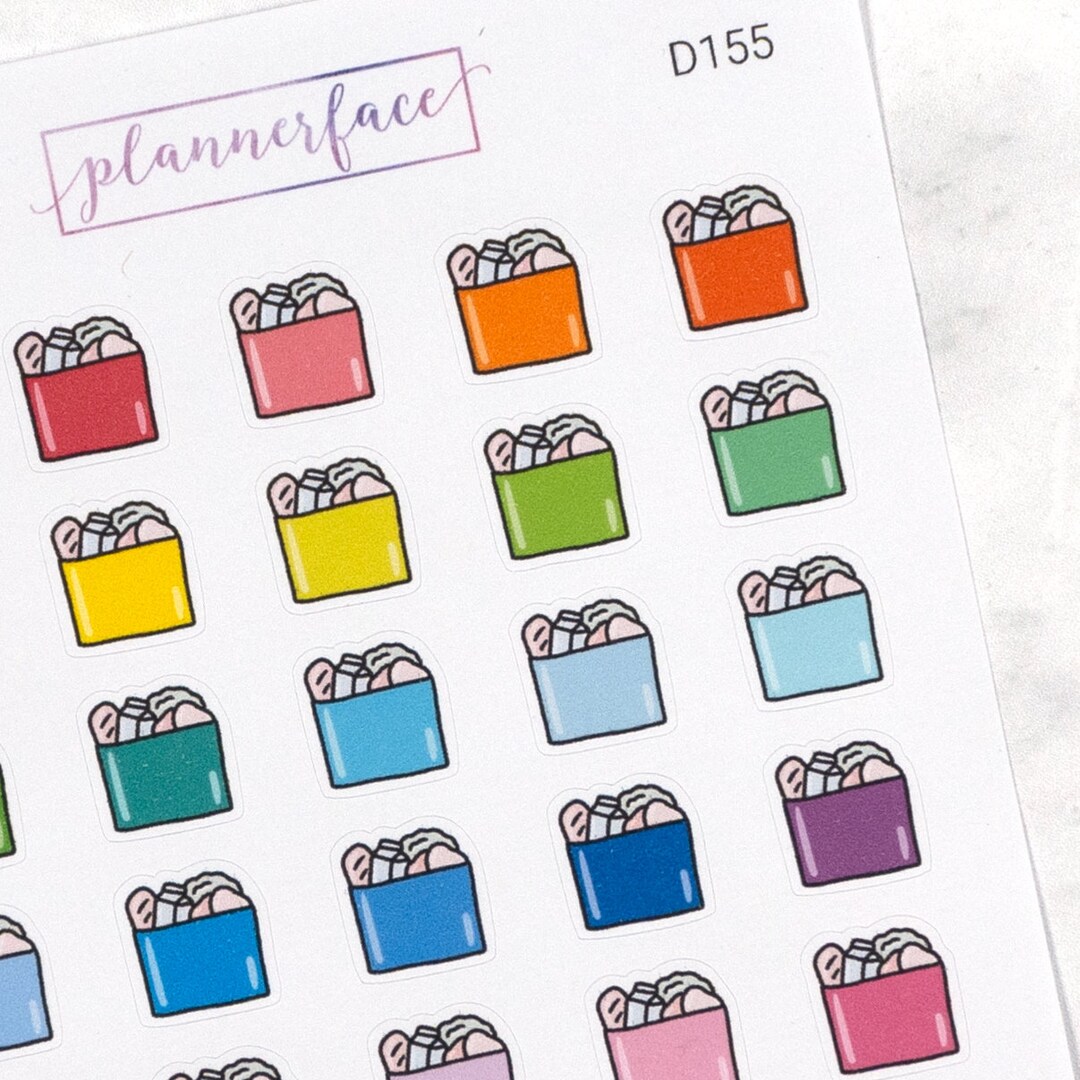 Grocery Bag Planner Stickers | Shopping Stickers, Groceries Mini Doodle ...