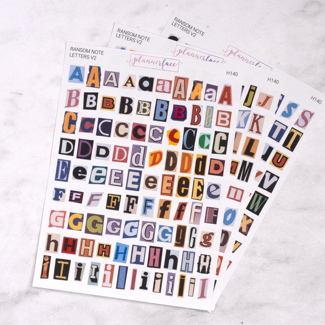 Ransom Letter V2 Stickers: Alphabet Cutout Magazine Style Stickers - 3 ...