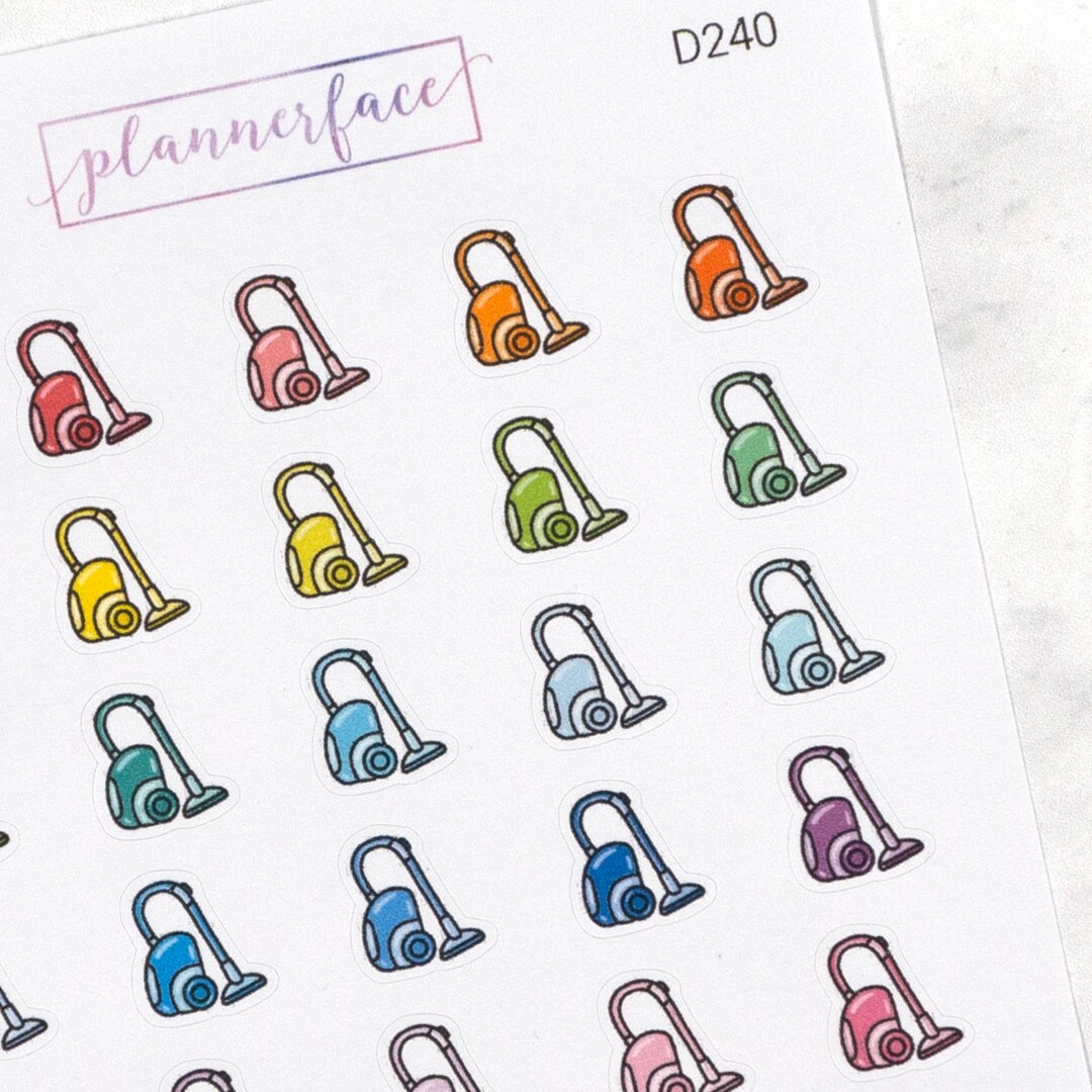 Vacuum Planner Stickers | Cleaning, Chore Mini Doodle Icons (35 ...
