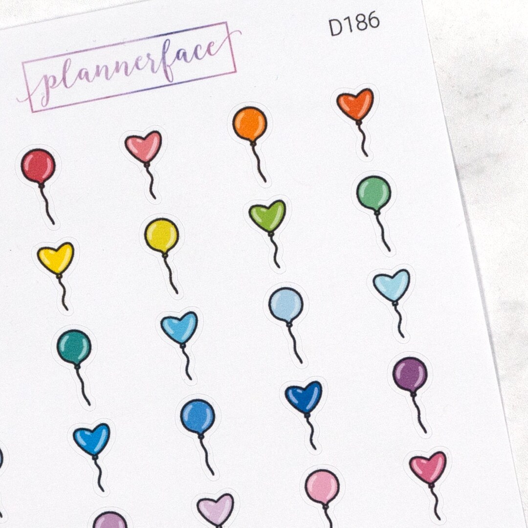 Birthday Balloon Planner Stickers | Party, Celebration Mini Doodle ...