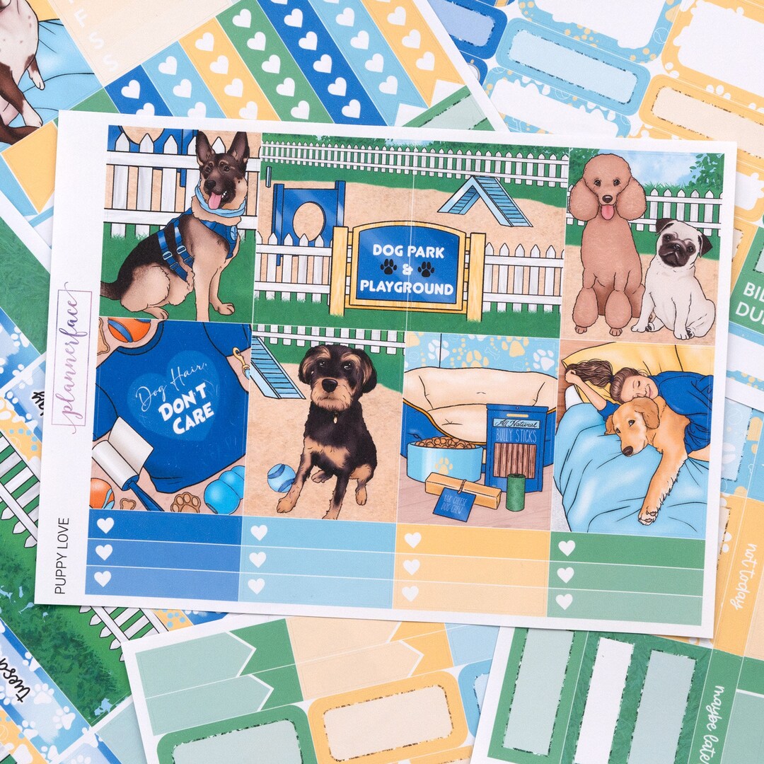 Puppy Love Dog Mom Planner Sticker Weekly Kit for 1.5 Inch Vertical ...