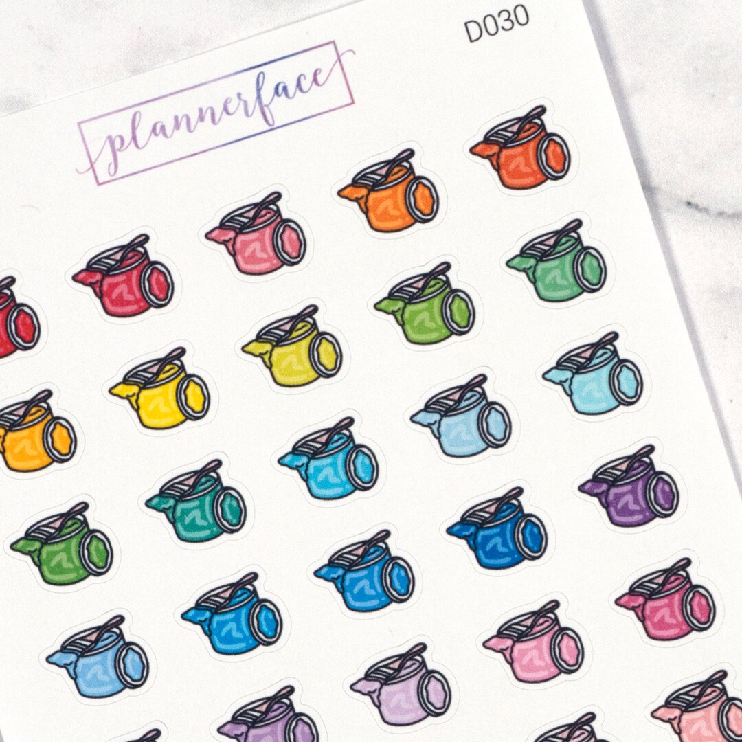 Paint Tin Planner Stickers | Home Renovation Mini Doodle Icons (35 ...