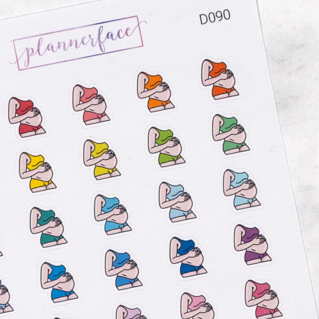 Pregnancy Belly (light) Planner Stickers | Mini Doodle Icons (35 ...