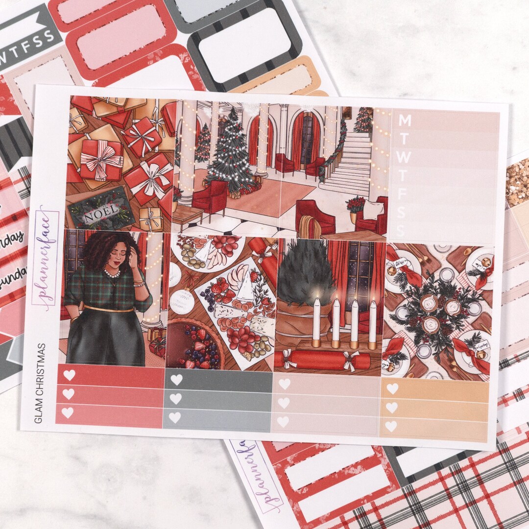 Glam Christmas Xmas Traditional Planner Sticker Kit for 1.5 Inch ...
