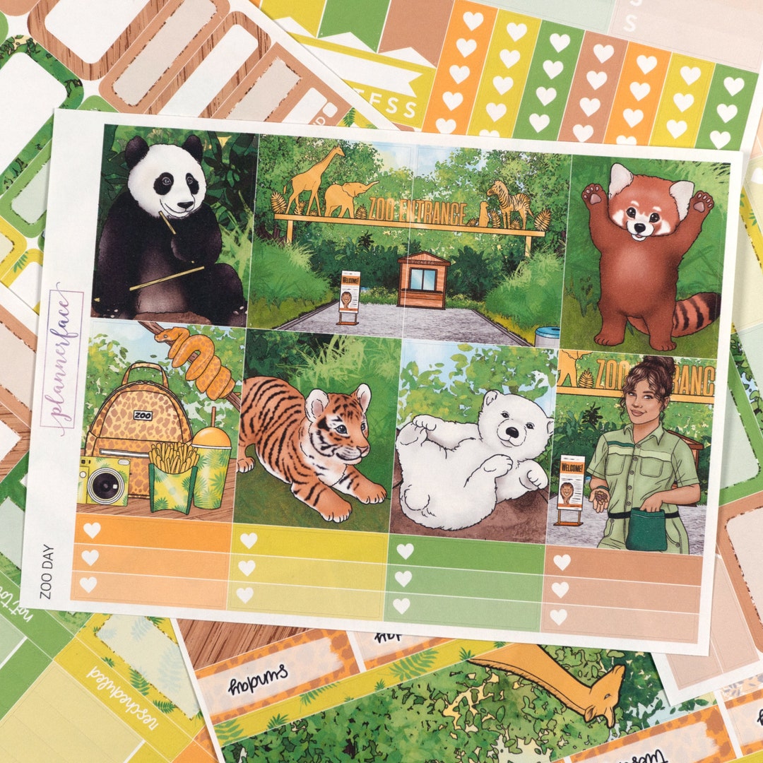 Zoo Day Animal Day Trip Planner Sticker Weekly Kit for 1.5 Inch ...
