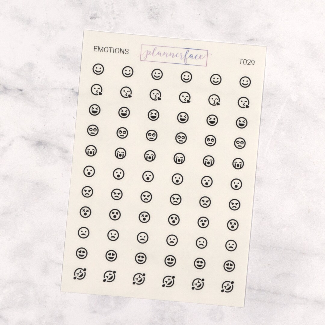 Emotions Mini Icon Transparent Stickers | 66 Clear Planner Stickers ...