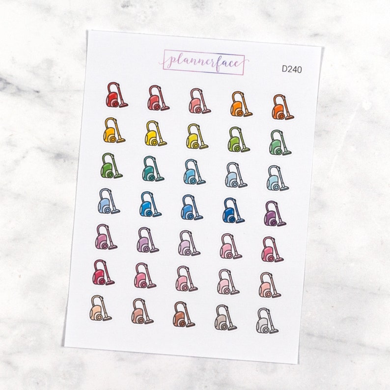 Vacuum Planner Stickers | Cleaning, Chore Mini Doodle Icons (35 ...