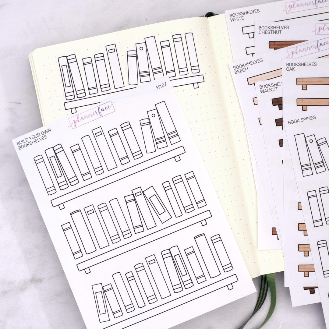 Build Your Own Bookshelf Reading Stickers for Junk Journals, Notebooks ...