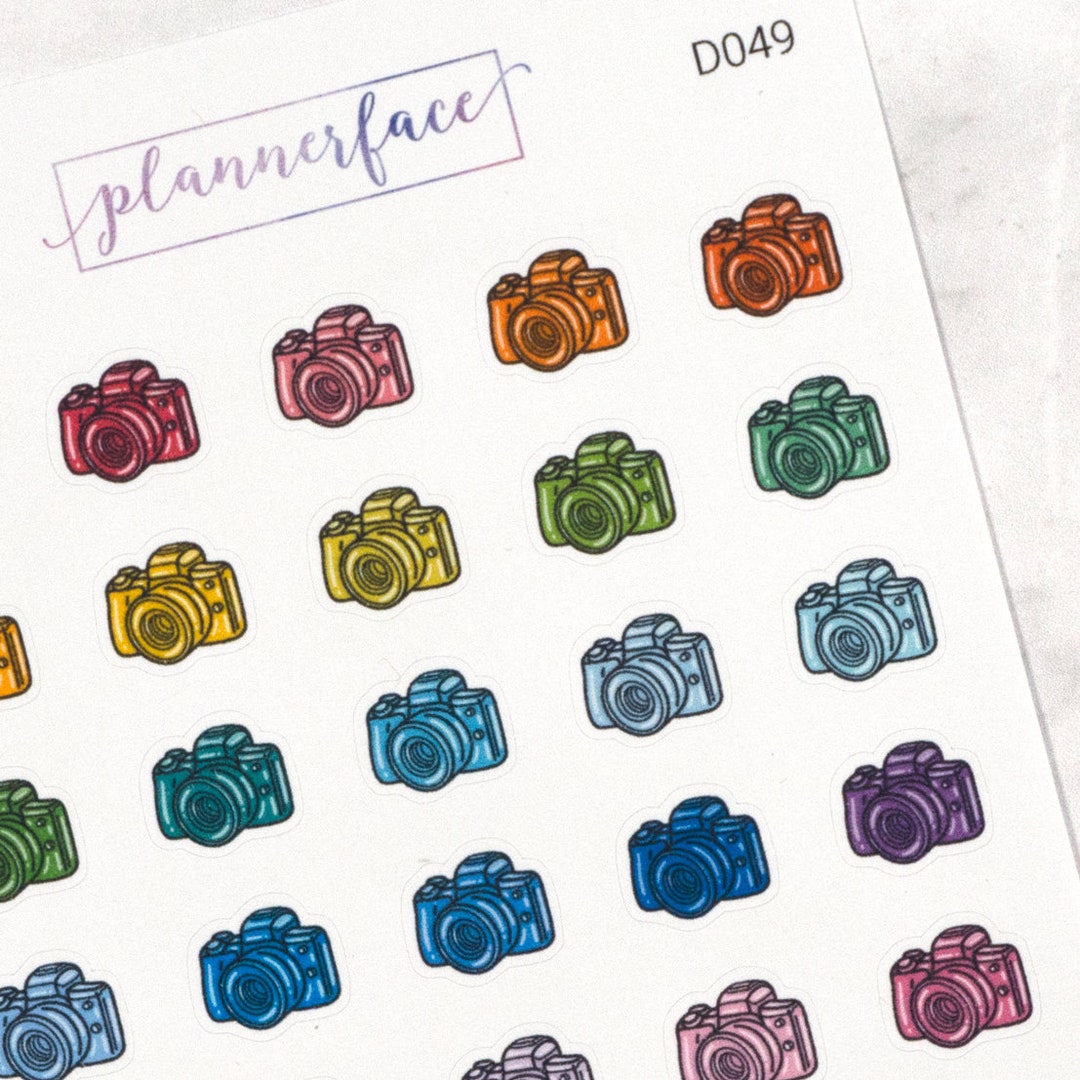 DSLR Camera Planner Stickers | Mini Doodle Icons (35 Stickers per Sheet ...