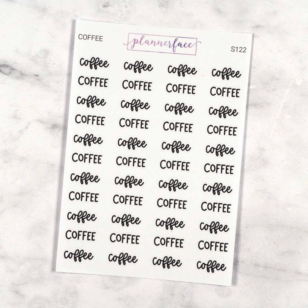 Coffee Scripts Lettering Planner Stickers, Planning Scripts, Mixed Hand ...
