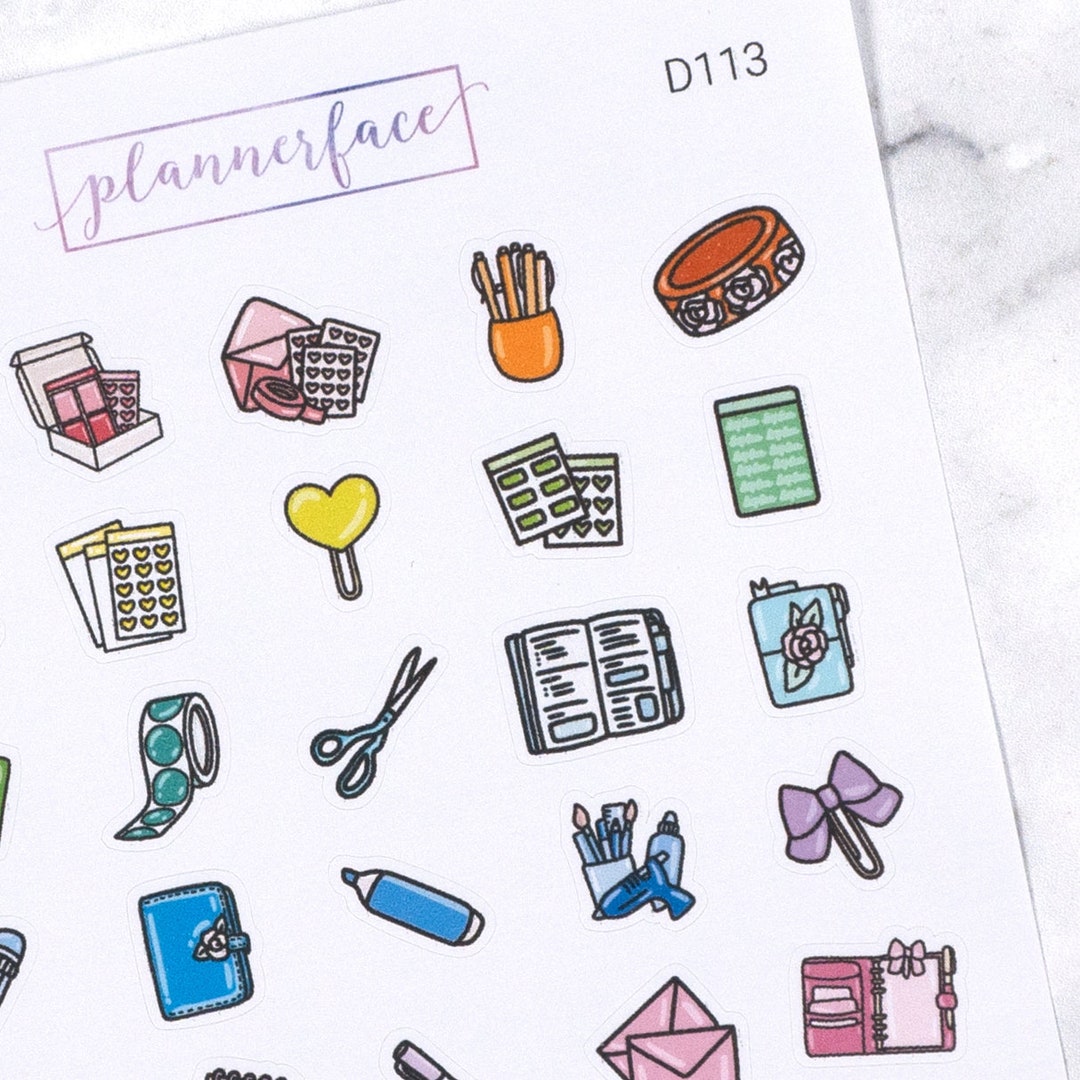 Planning Planner Stickers | Mini Doodle Icons (35 Stickers per Sheet ...