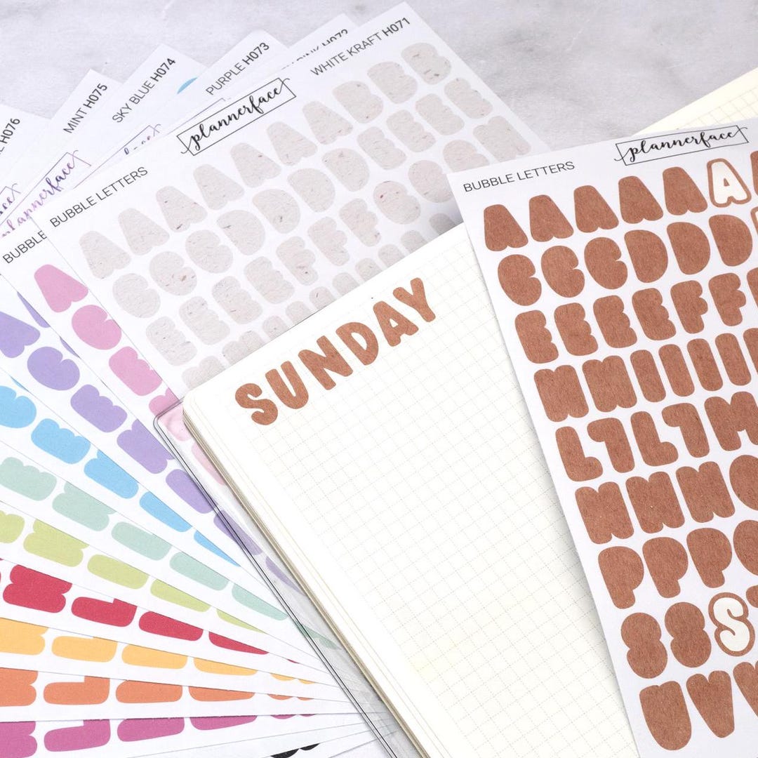 Bubble Letter Alphabet Journalling Stickers for Bullet Journals ...