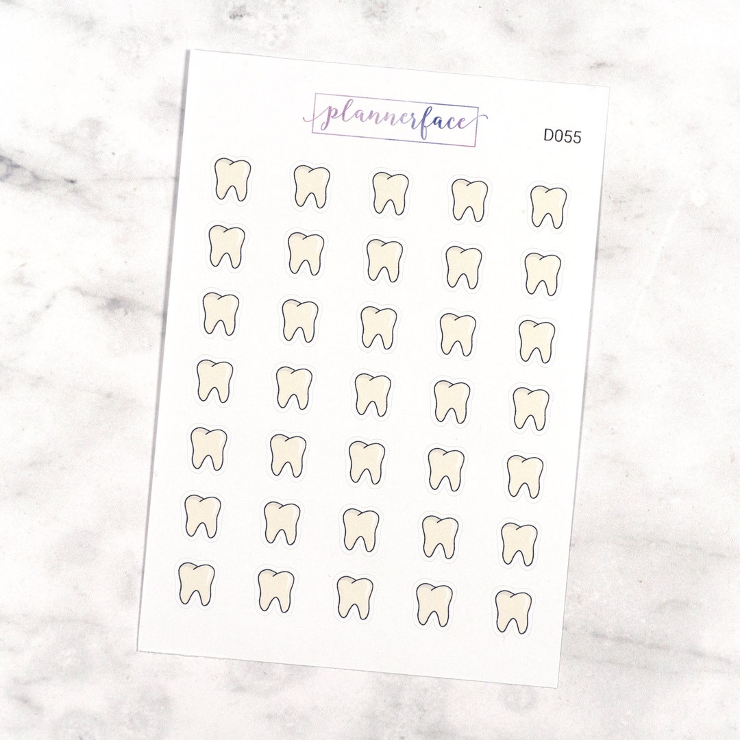 Tooth Planner Stickers | Mini Doodle Icons (35 Stickers per Sheet) Cute ...