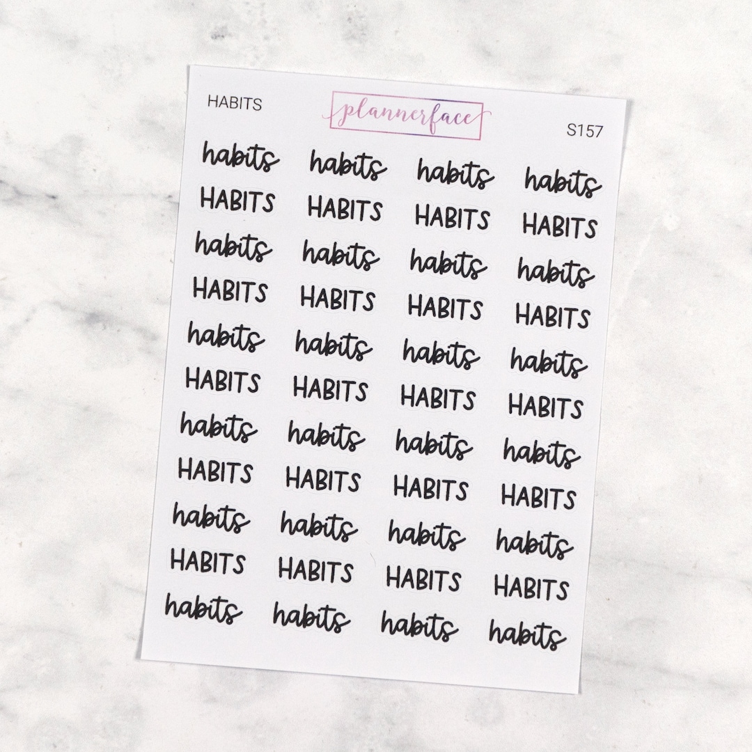 Habits Scripts Lettering Planner Stickers, Planning Scripts, Mixed Hand ...