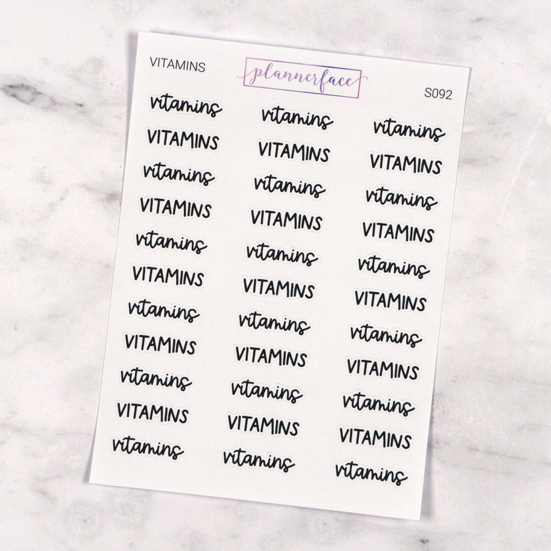 Vitamins Scripts | Lettering Planner Stickers, Planning Scripts, Mixed ...