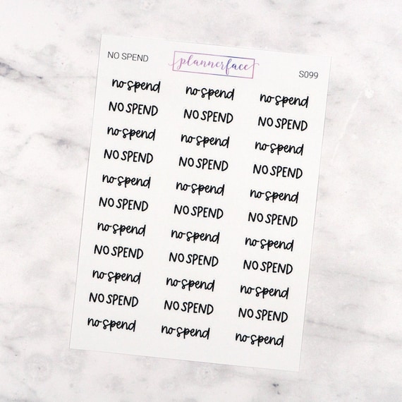 No Spend Scripts Lettering Planner Stickers Planning - Etsy UK