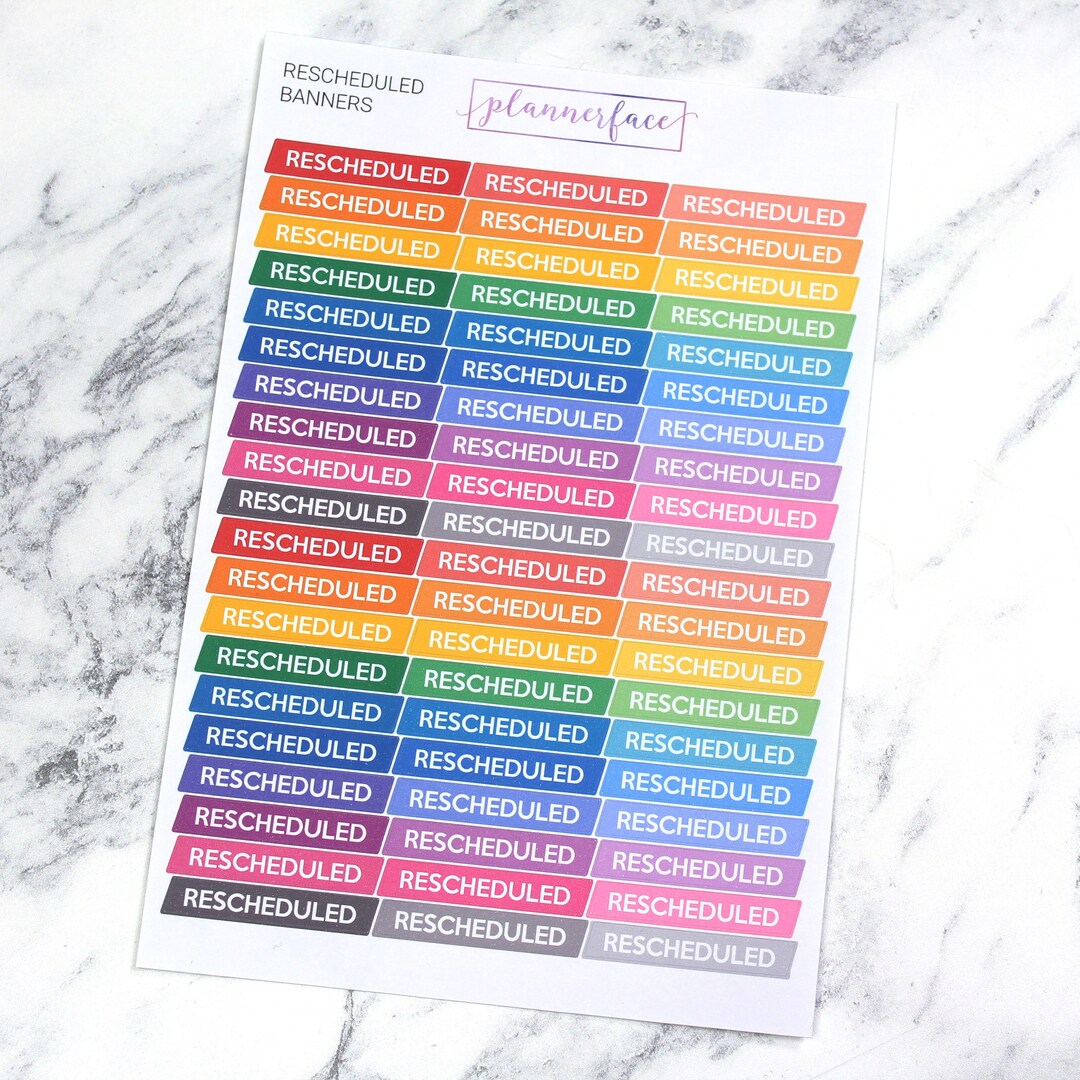 Rescheduled Banners Multicolour Rainbow Functional Stickers - Etsy