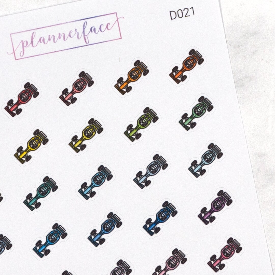 Track Car Planner Stickers | Race Day Mini Doodle Icons (35 Stickers ...