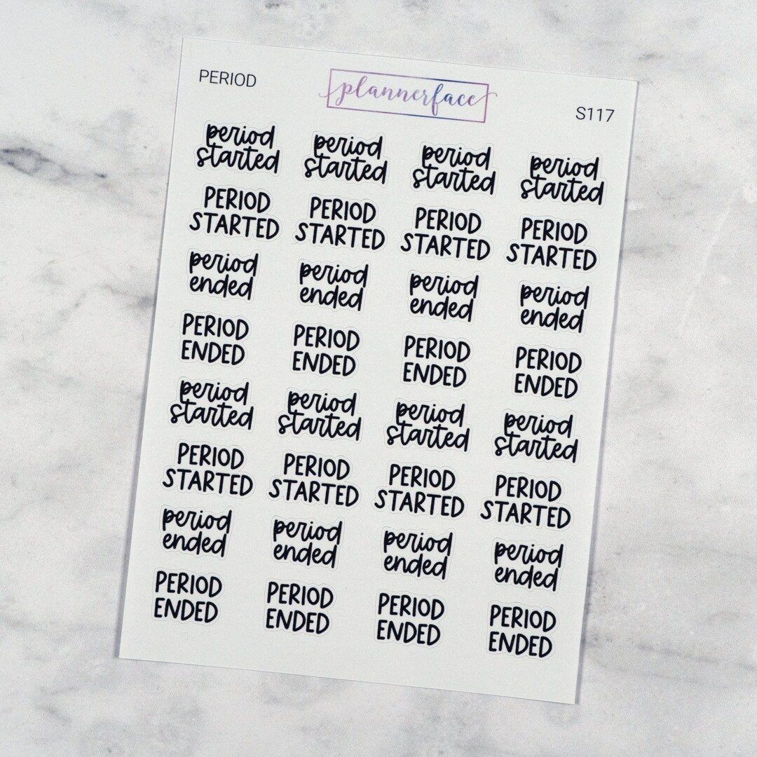 Period Started / Period Ended Scripts | Lettering Planner Stickers ...