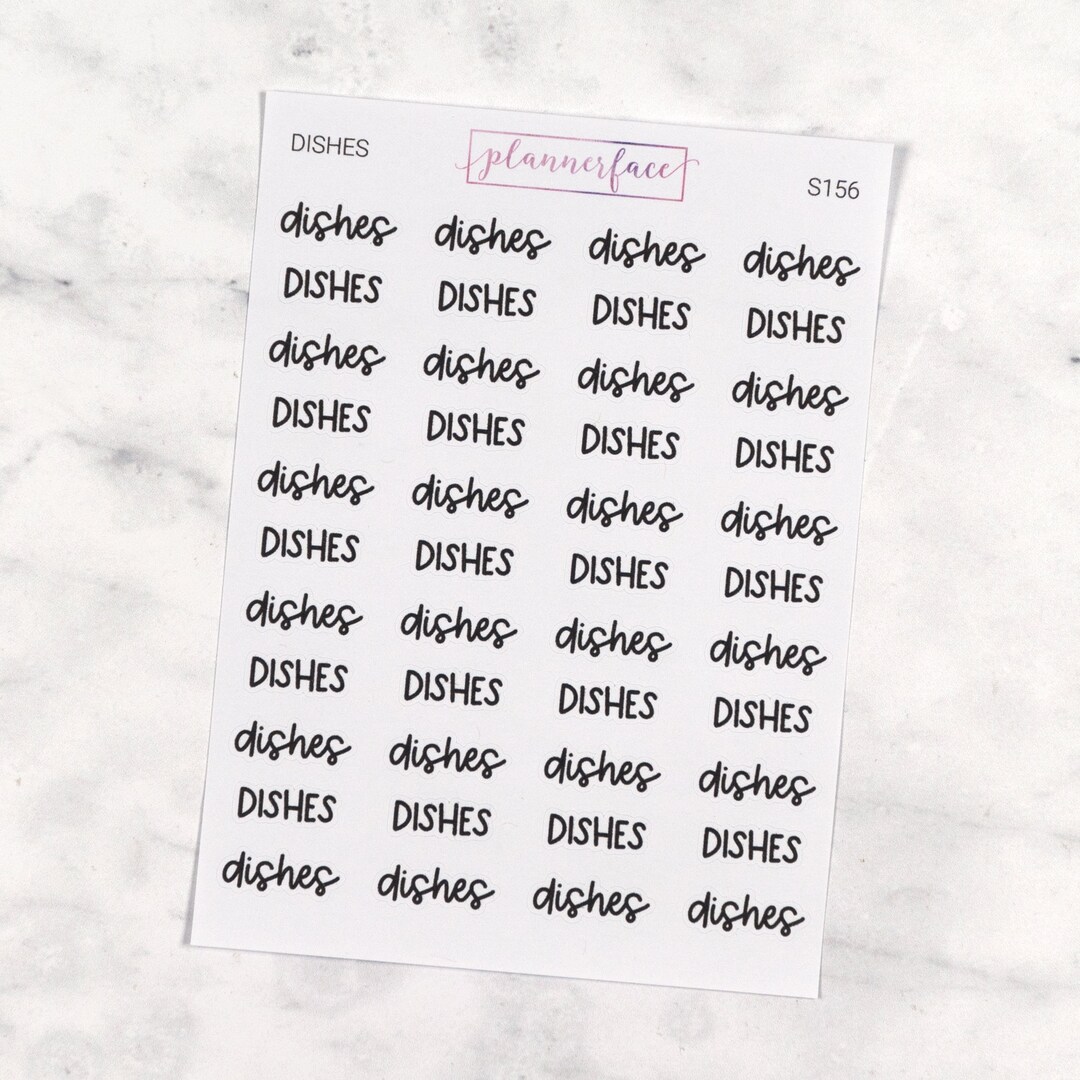 Dishes Scripts | Lettering Planner Stickers, Planning Scripts, Mixed ...