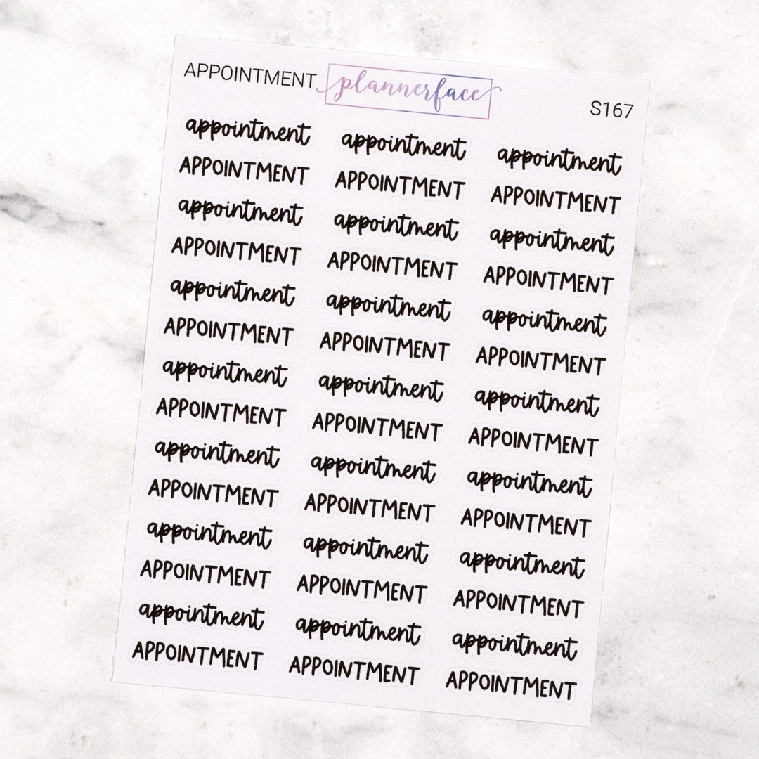Appointment Scripts | Lettering Planner Stickers, Mixed Hand Lettered Fonts in Black Text - Etsy