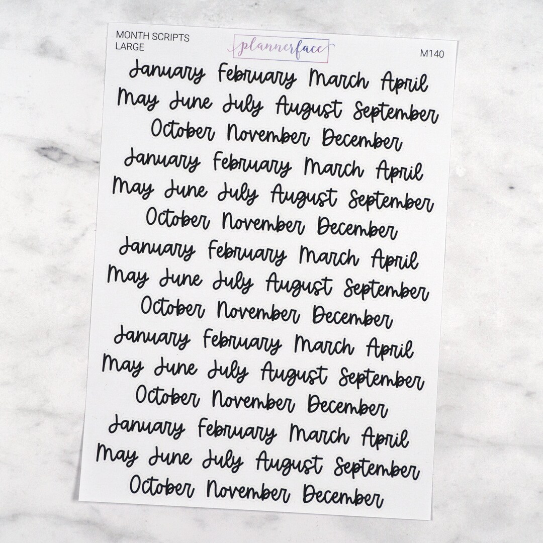 Large Months Scripts | Lettering Planner Stickers (M140) - Etsy