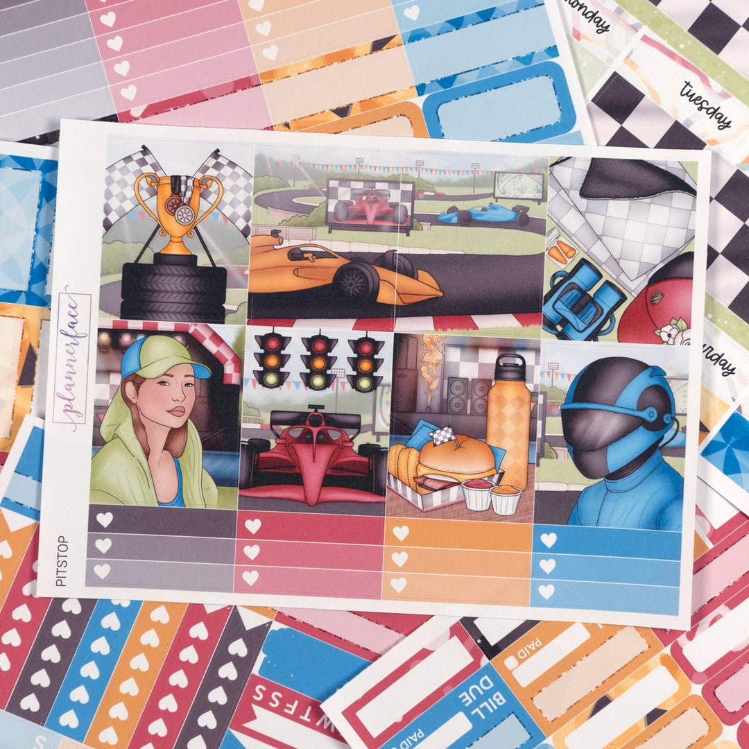 Pitstop Formula 1 Planner Sticker Weekly Kit for 1.5 Inch Vertical ...